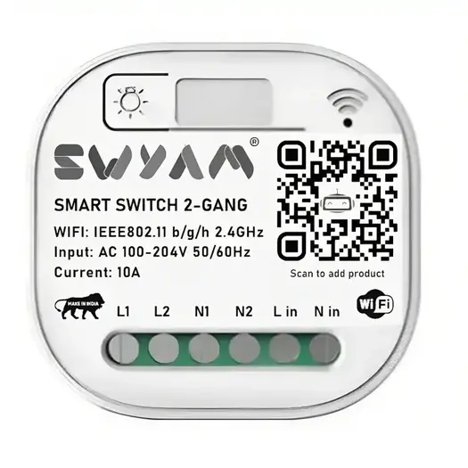 SWYAM 2 Gang WiFi Smart Switch with Electrical Safety Feature